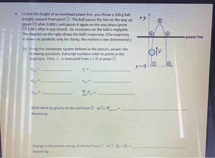 Solved +y 4. To find the height of an overhead power line, | Chegg.com