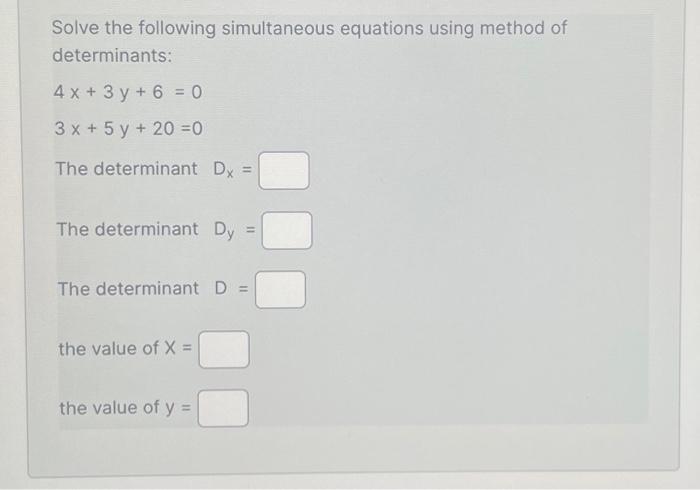 Solved Solve the following simultaneous equations using | Chegg.com