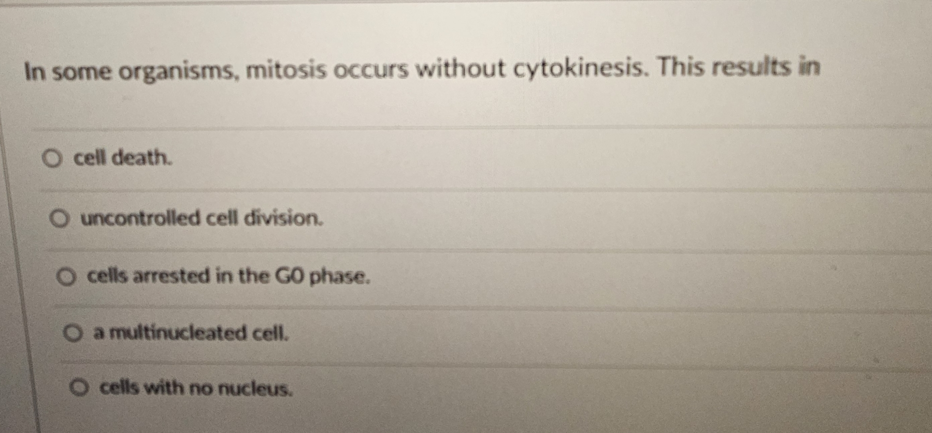 Solved In some organisms, mitosis occurs without | Chegg.com
