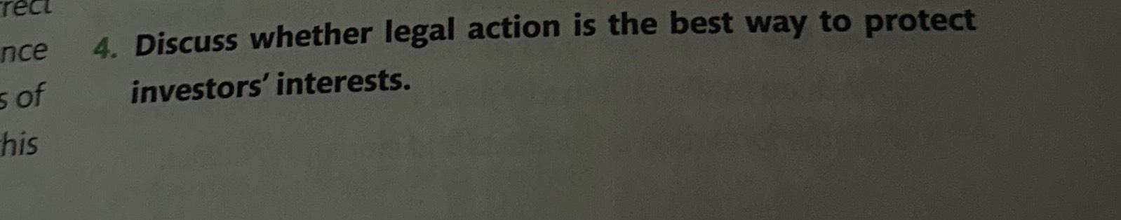 Solved Discuss whether legal action is the best way to | Chegg.com