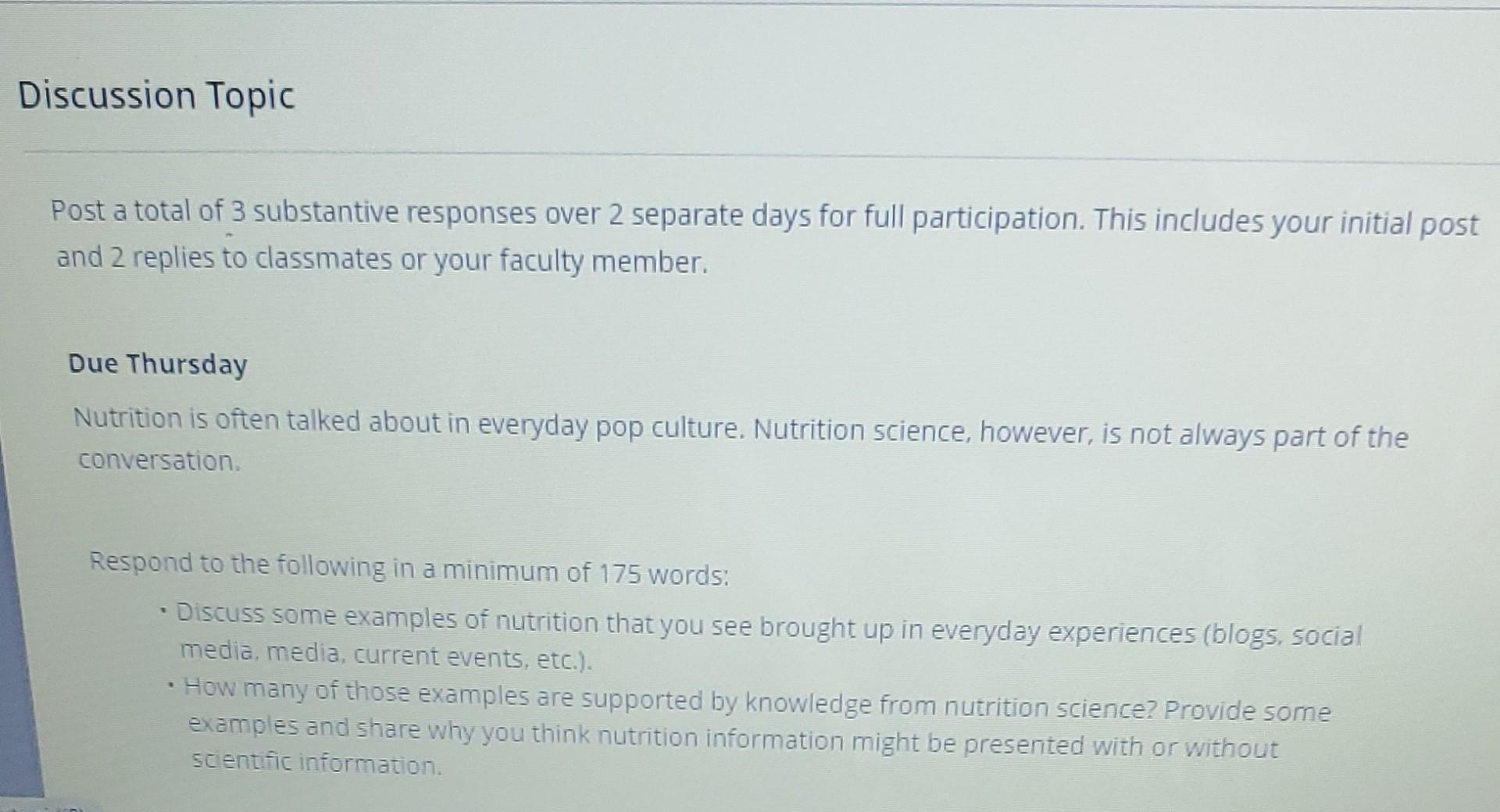 Solved Post a total of 3 substantive responses over 2 | Chegg.com