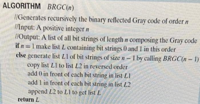 i need help implementing the Binary Reflected Grey | Chegg.com