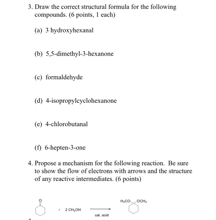 Solved 3. Draw the correct structural formula for the | Chegg.com