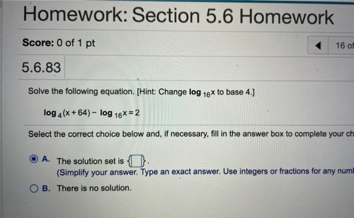 Solved Homework Section 5 6 Homework Score 0 Of 1 Pt 16 Of