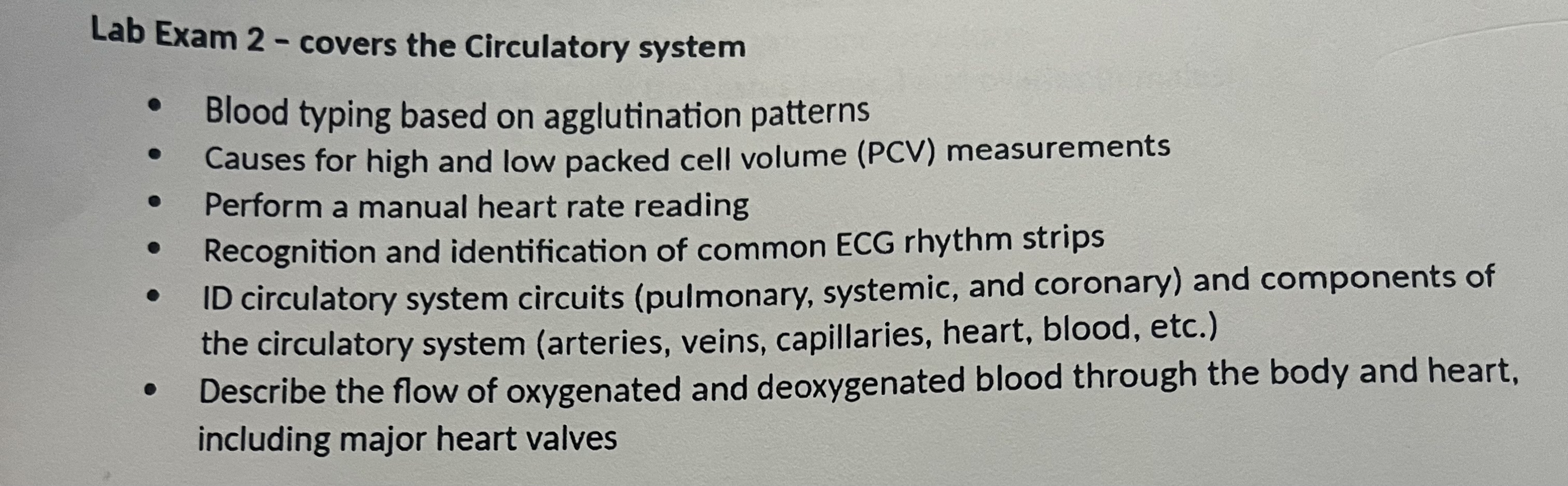 Solved Lab Exam 2 - ﻿covers the Circulatory systemBlood | Chegg.com