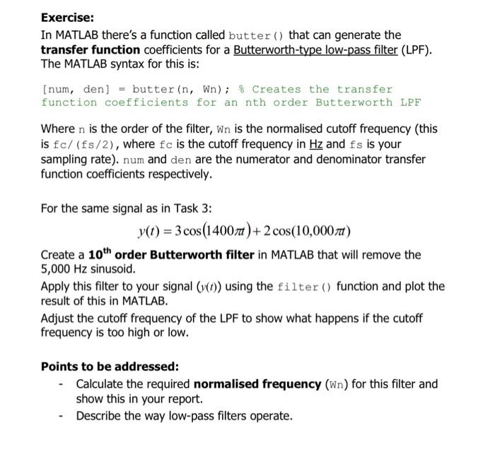 Exercise: In MATLAB there's a function called | Chegg.com