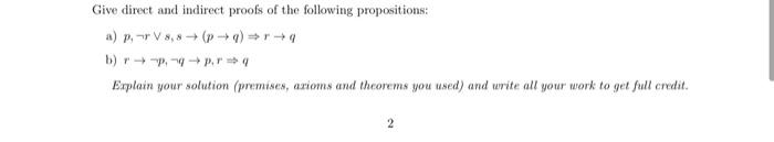Solved Give direct and indirect proofs of the following | Chegg.com