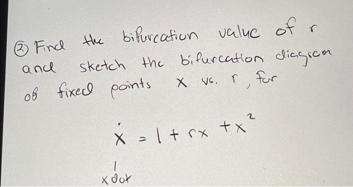 Solved r ③ Find the bifurcation value of ance sketch the | Chegg.com