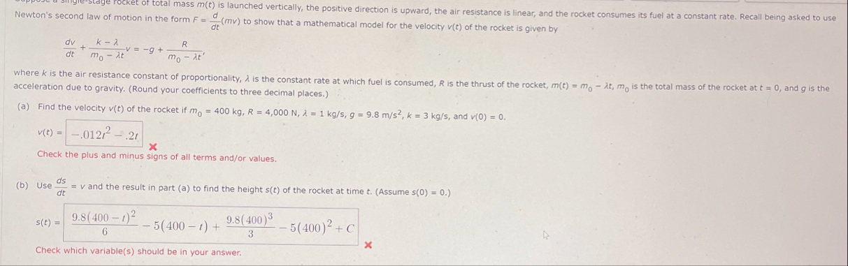 Solved PREVIOUS ANSWERS[1/2 ﻿Points] A mass of 1 ﻿slug, | Chegg.com