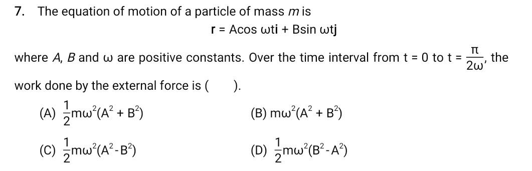 Solved 7. The equation of motion of a particle of mass \( m | Chegg.com