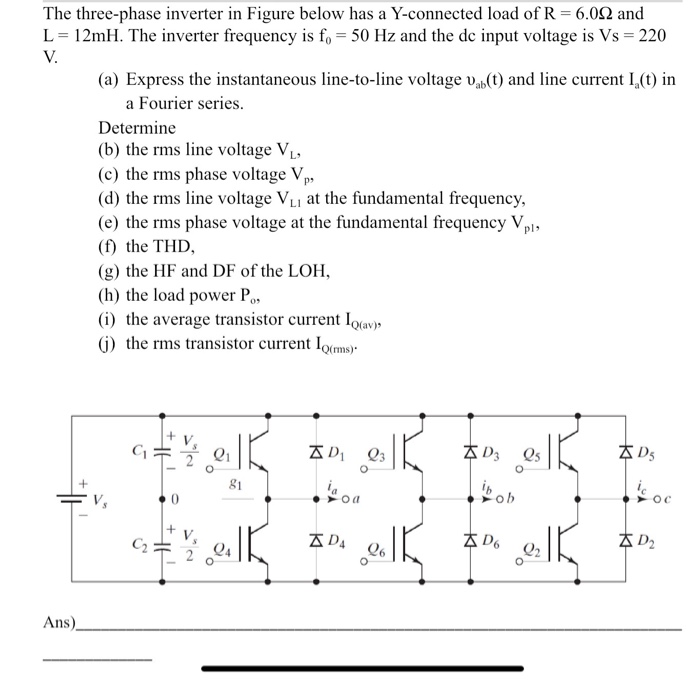 Solved The three-phase inverter in Figure below has a | Chegg.com