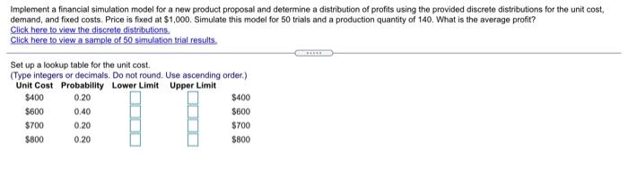 Solved Implement a financial simulation model for a new | Chegg.com
