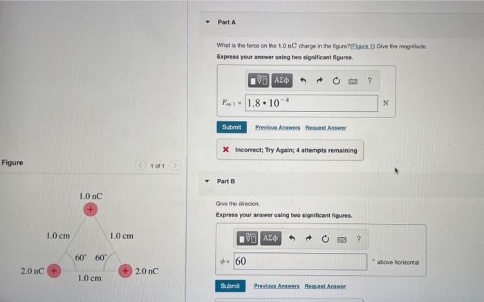Solved What is the force on the 1.0nC charge in the | Chegg.com