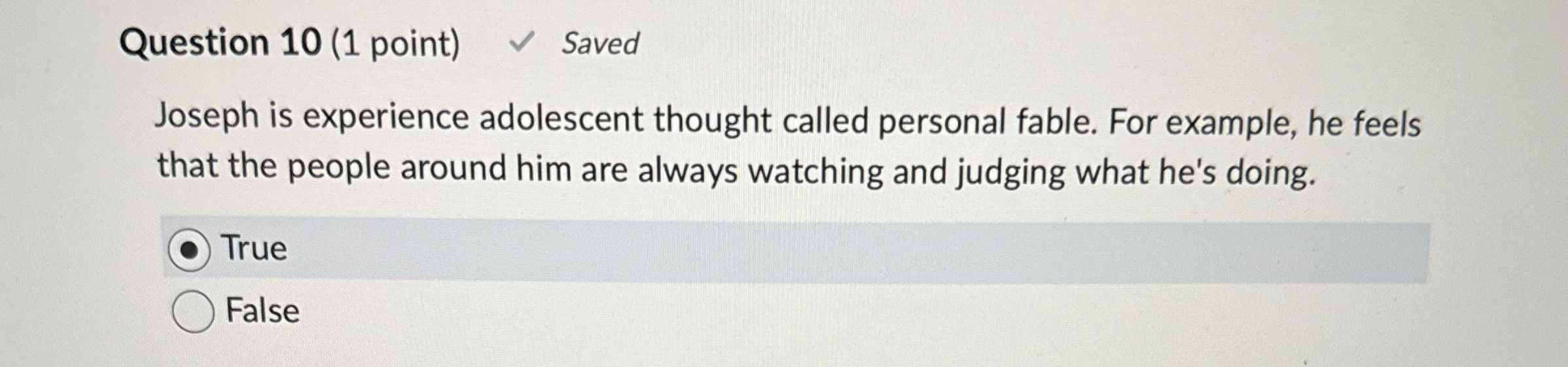 Solved Question 10 (1 ﻿point) ﻿SavedJoseph is experience | Chegg.com