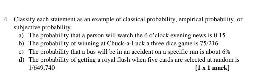 Solved 4. Classify each statement as an example of classical | Chegg.com