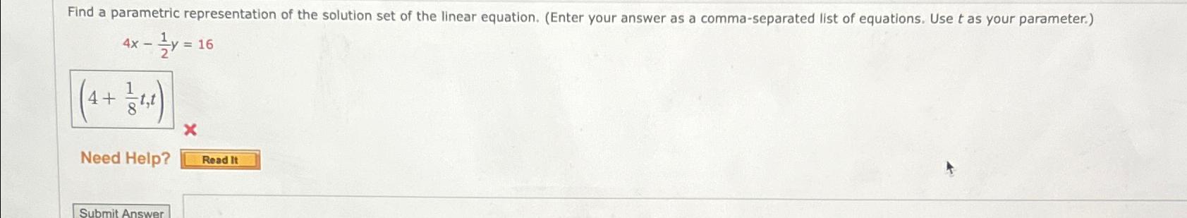 Solved 4x-12y=16Need Help? | Chegg.com