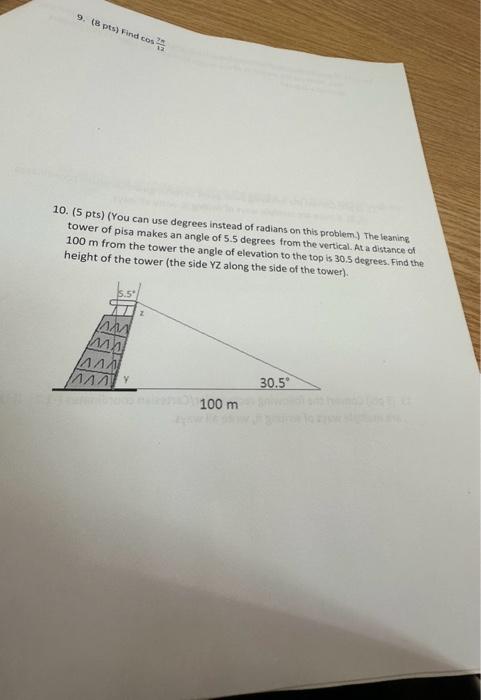 Solved 10. (5 pts) (You can use degrees instead of radians | Chegg.com Solved 10. (5 pts) (You can use degrees instead of radians | Chegg.com