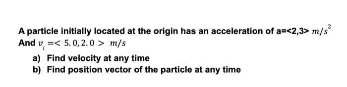 Solved A particle initially located at the origin has an | Chegg.com