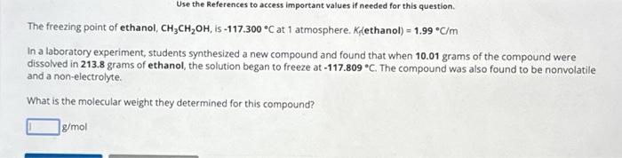 Solved The freezing point of benzene, C6H6, is 5.500∘C at 1 | Chegg.com