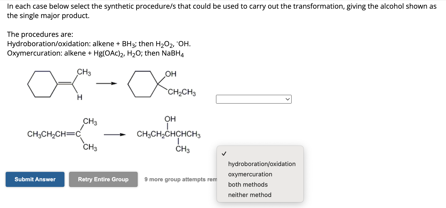 Solved In each case below select the synthetic | Chegg.com
