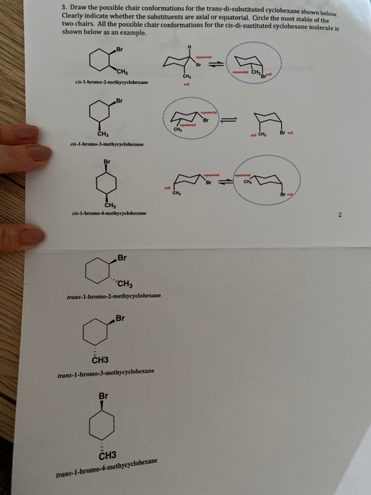 Solved 3. Draw the possible chair conformations for the | Chegg.com