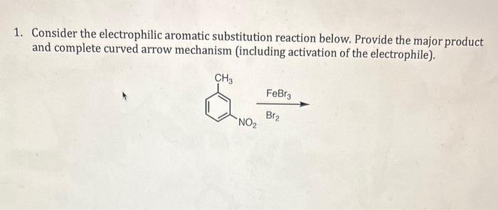 Solved 1. Consider the electrophilic aromatic substitution | Chegg.com