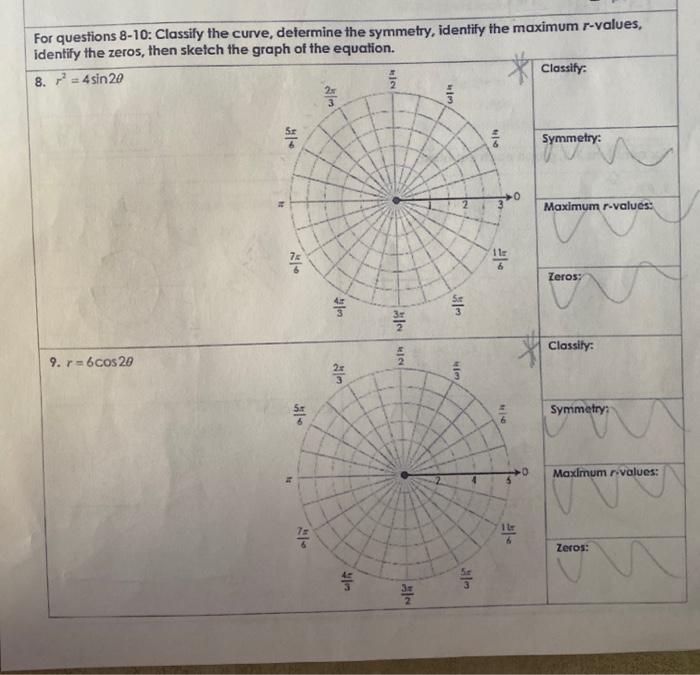 Solved For questions 8-10: Classify the curve, determine the | Chegg.com