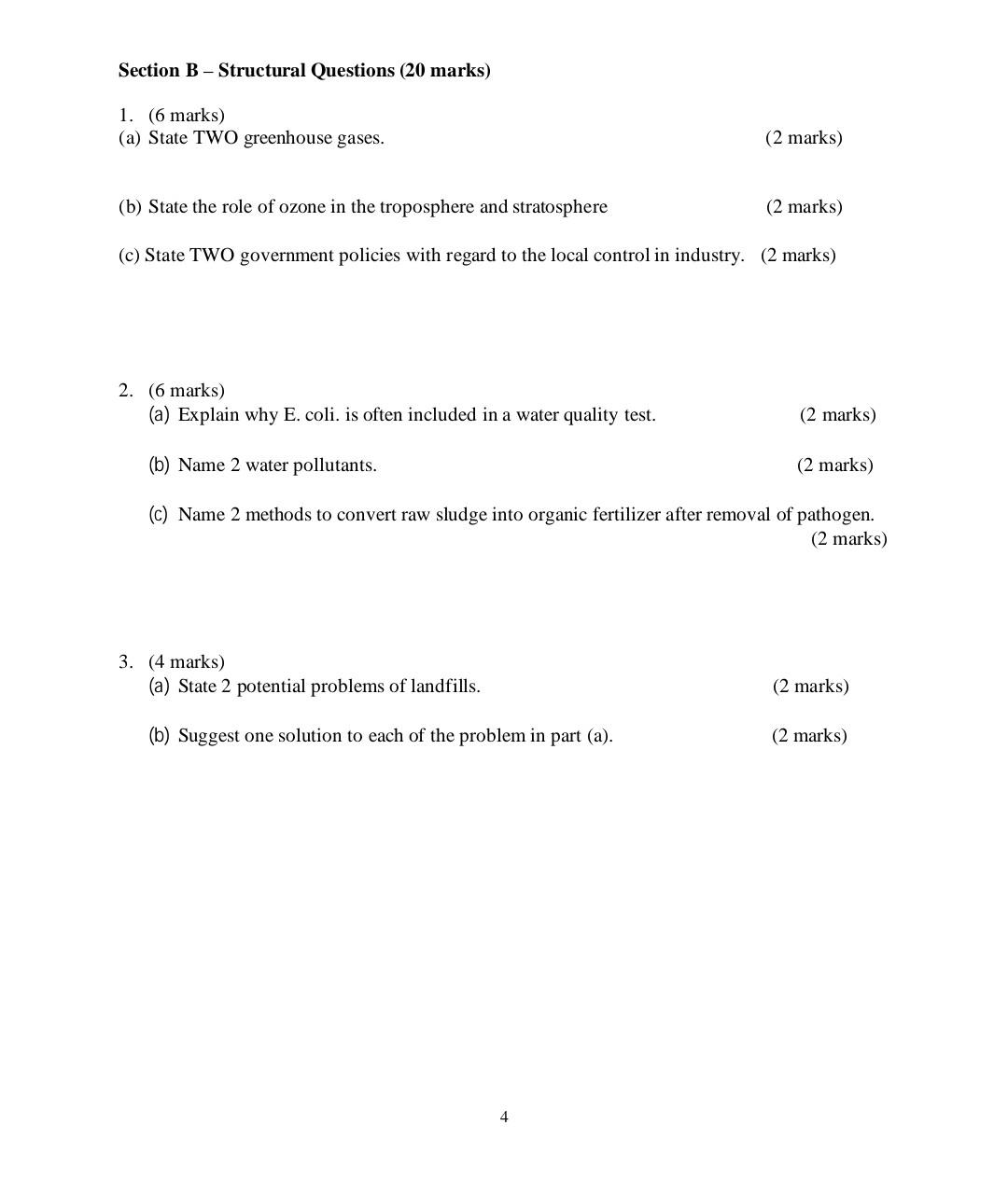 Solved Section B - Structural Questions (20 marks) 1. (6 | Chegg.com