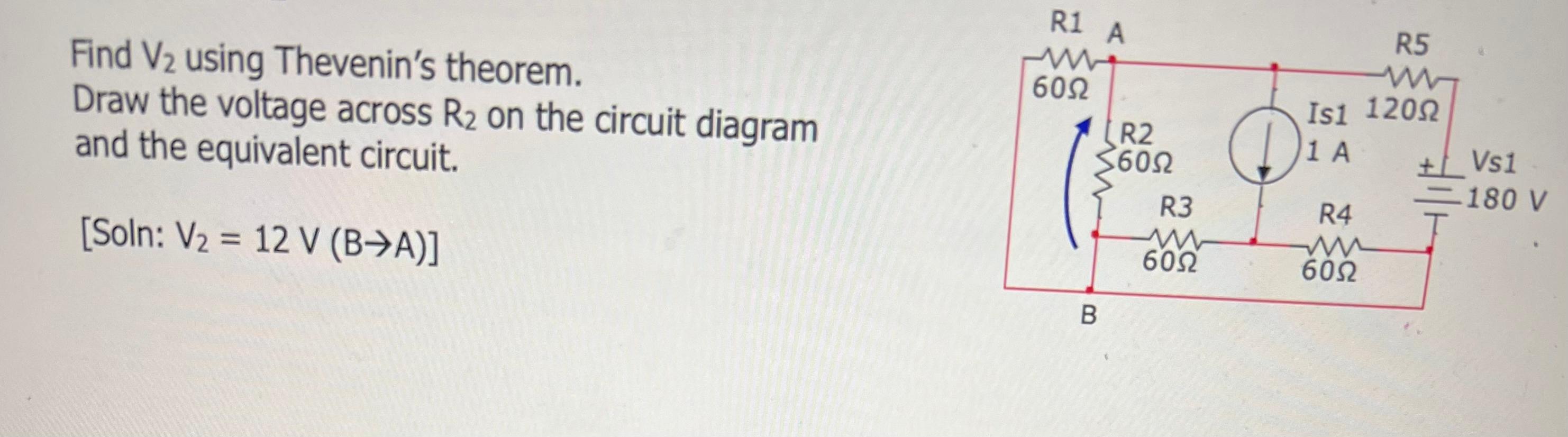 Solved Find V2 ﻿using Thevenin's theorem. Draw the voltage | Chegg.com
