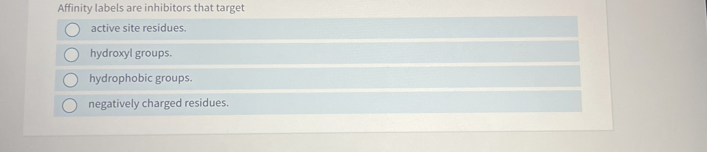 Solved Affinity labels are inhibitors that targetactive site | Chegg.com