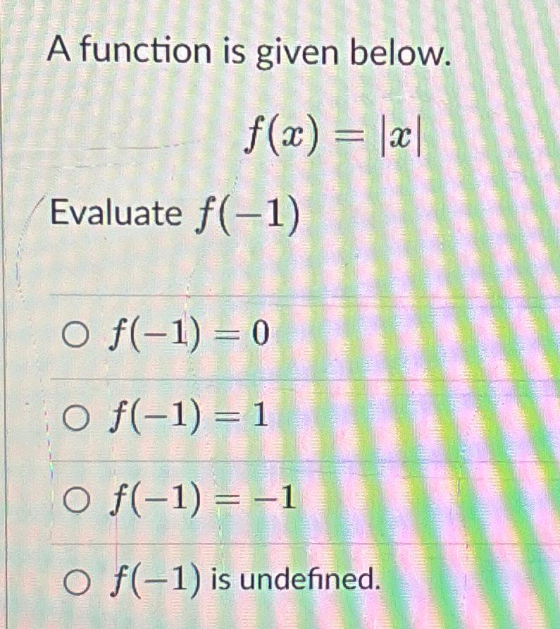 Solved A function is given below.f(x)=|x|Evaluate | Chegg.com