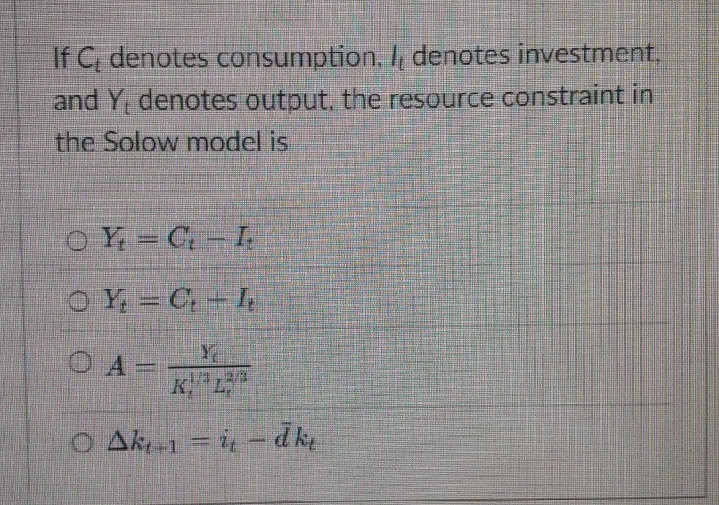 Solved If Ct ﻿denotes consumption, lt ﻿denotes | Chegg.com