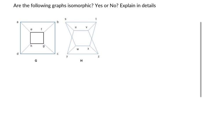 Solved Are the following graphs isomorphic? Yes or No? | Chegg.com