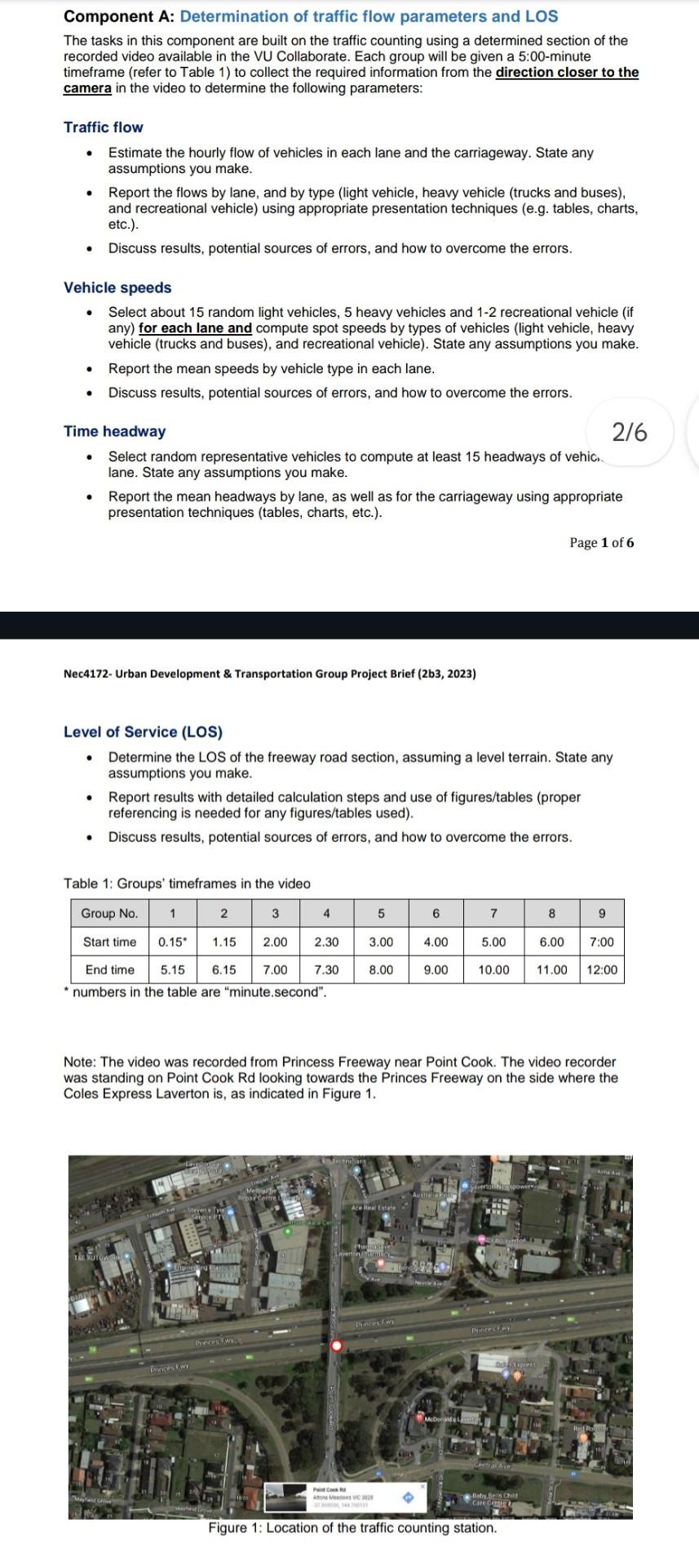 Solved Component A Determination Of Traffic Flow Parameters