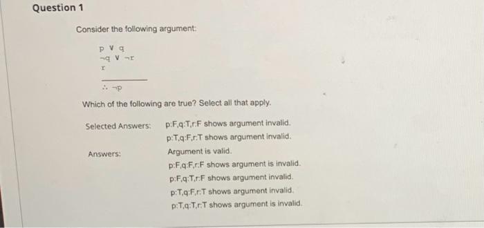 Solved Consider the following argument: Which of the | Chegg.com