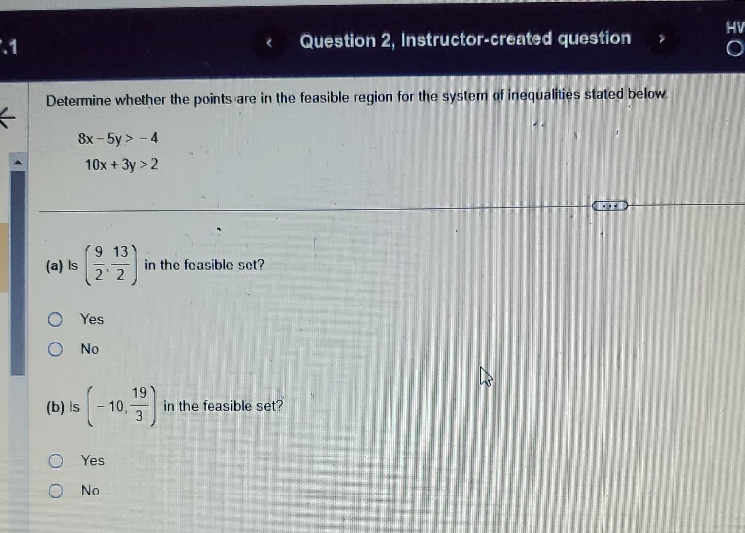 Solved Determine whether the points are in the feasible | Chegg.com