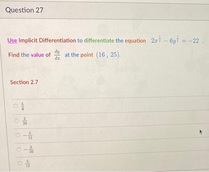 Solved Use Implicit Differentiation to differentiate the | Chegg.com