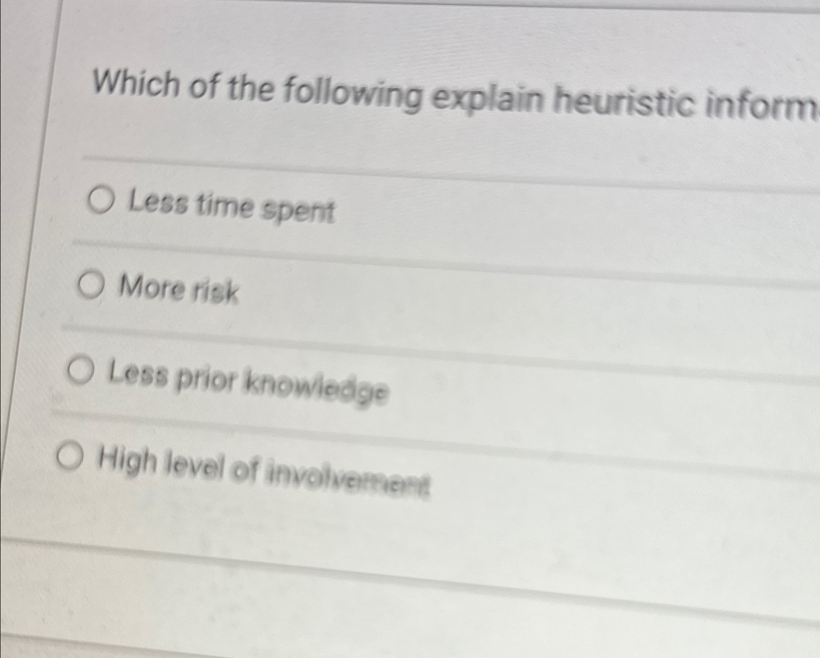 Solved Which of the following explain heuristic information | Chegg.com