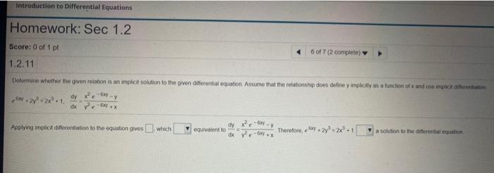 Solved Introduction to Differential Equations Homework: Sec | Chegg.com