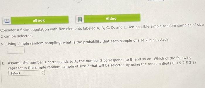 Solved eBook Video Consider a finite population with five | Chegg.com