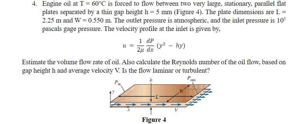 Solved Engine oil at T=60°C ﻿is forced to flow between two | Chegg.com