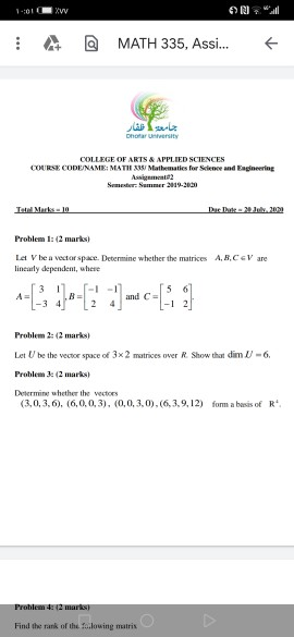 Solved 101C Xvy MATH 335, Assi... جامعة القایی COLLEGE OF | Chegg.com