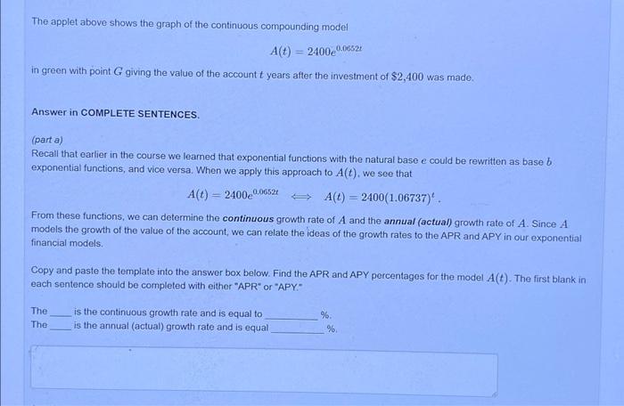 Solved The applet above shows the graph of the continuous | Chegg.com