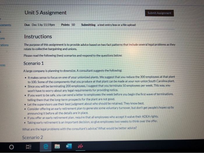Solved Unit 5 Assignment Submit Assignment pements Due Dec 1 | Chegg.com
