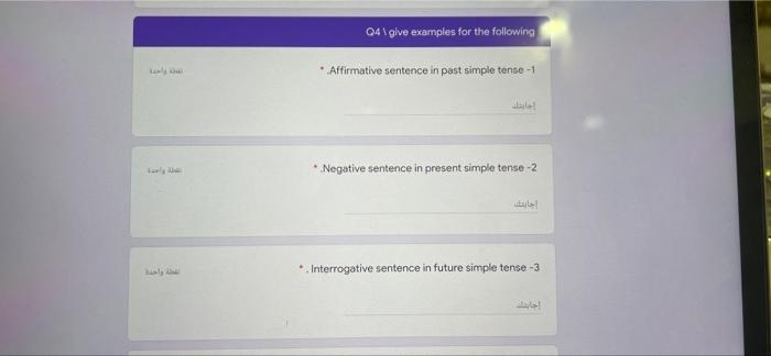 Solved 041give examples for the following * Affirmative | Chegg.com