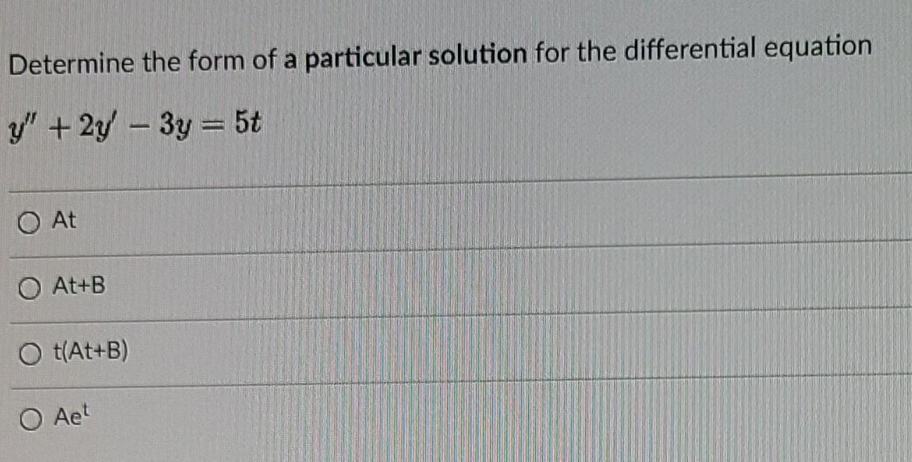 Solved Determine the form of a particular solution for the | Chegg.com