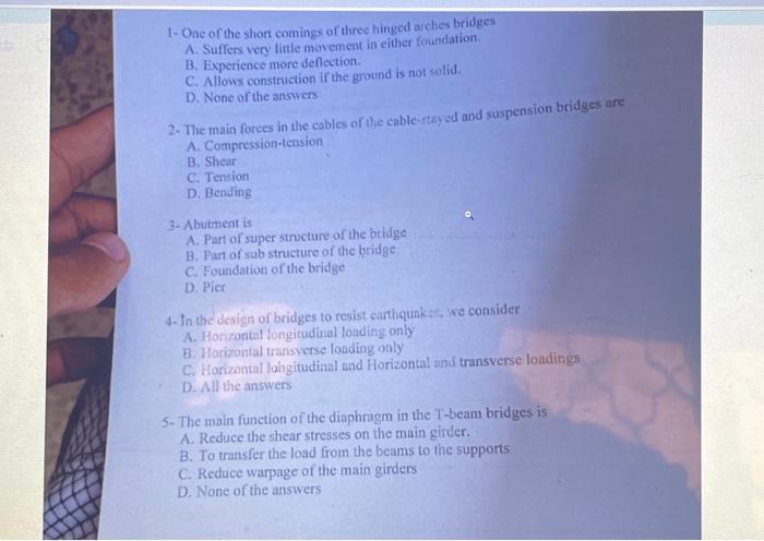 Solved 1- One of the short comings of three hinged arches | Chegg.com