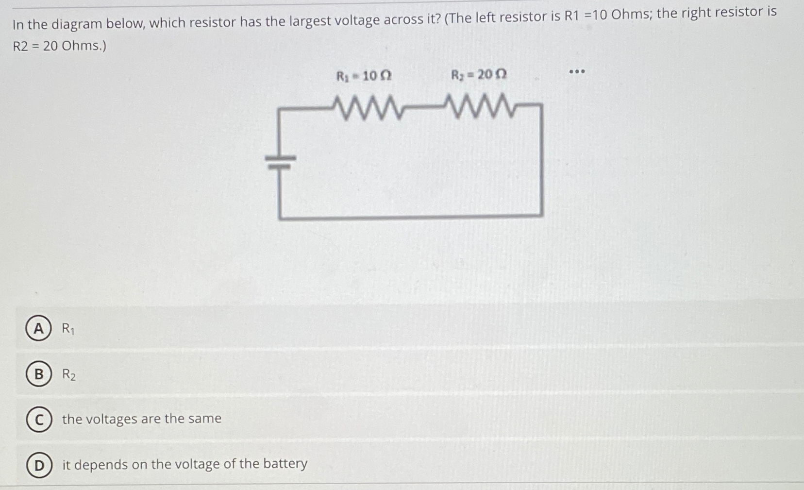 Solved In the diagram below, which resistor has the largest | Chegg.com