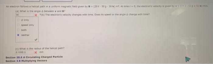 Solved An electron follows a helical path in a uniform | Chegg.com