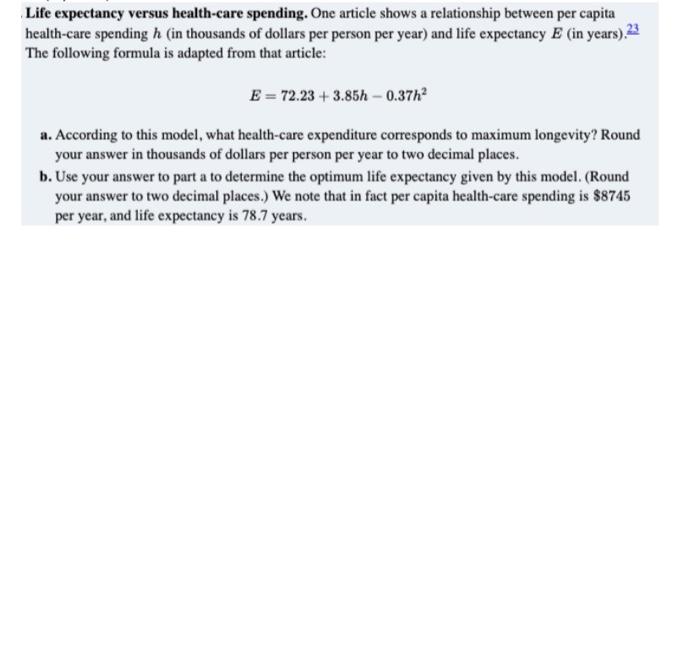 Solved Life expectancy versus health-care spending. One | Chegg.com